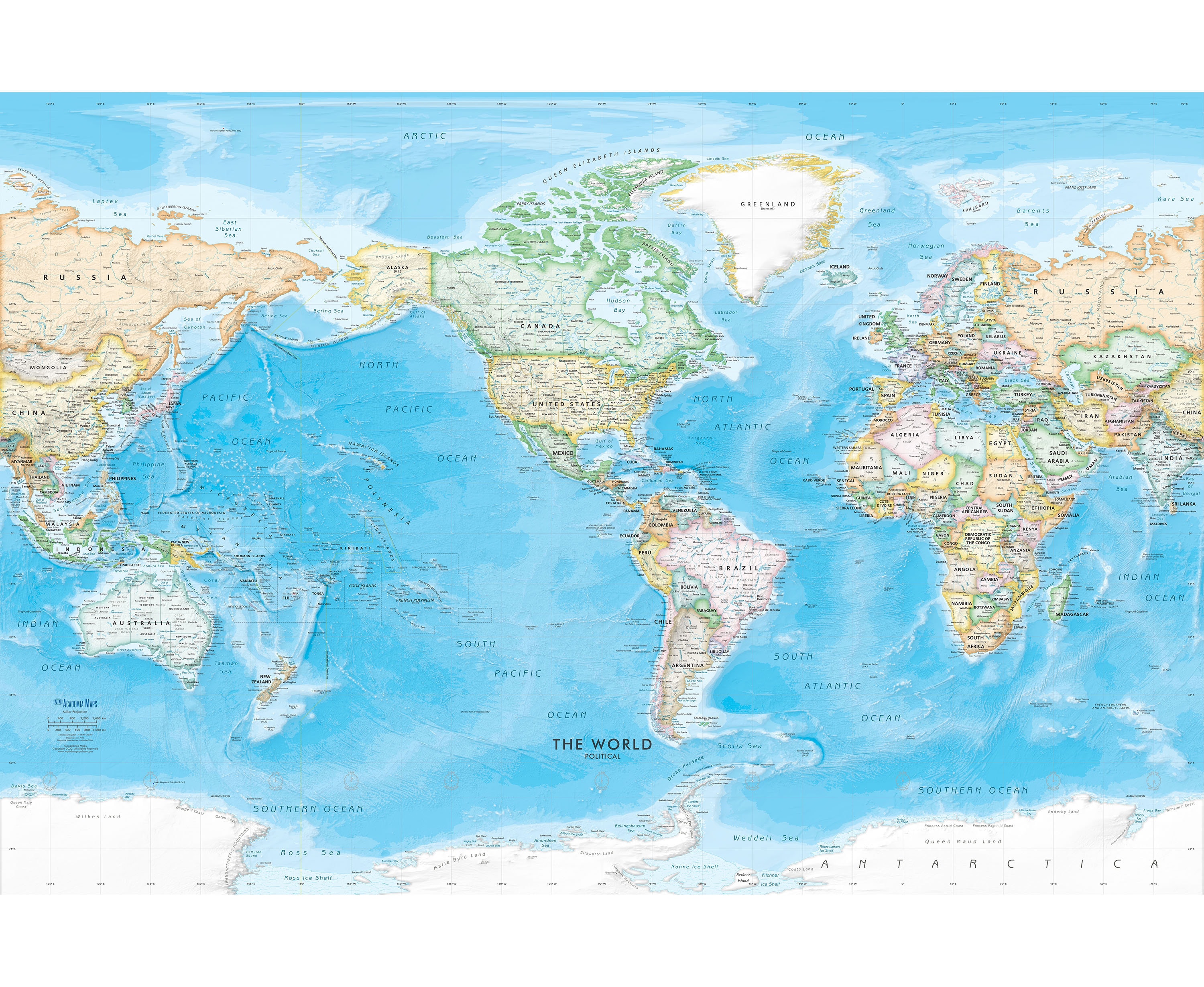 Giant America's Centered World Map Wall Mural Removable - Etsy