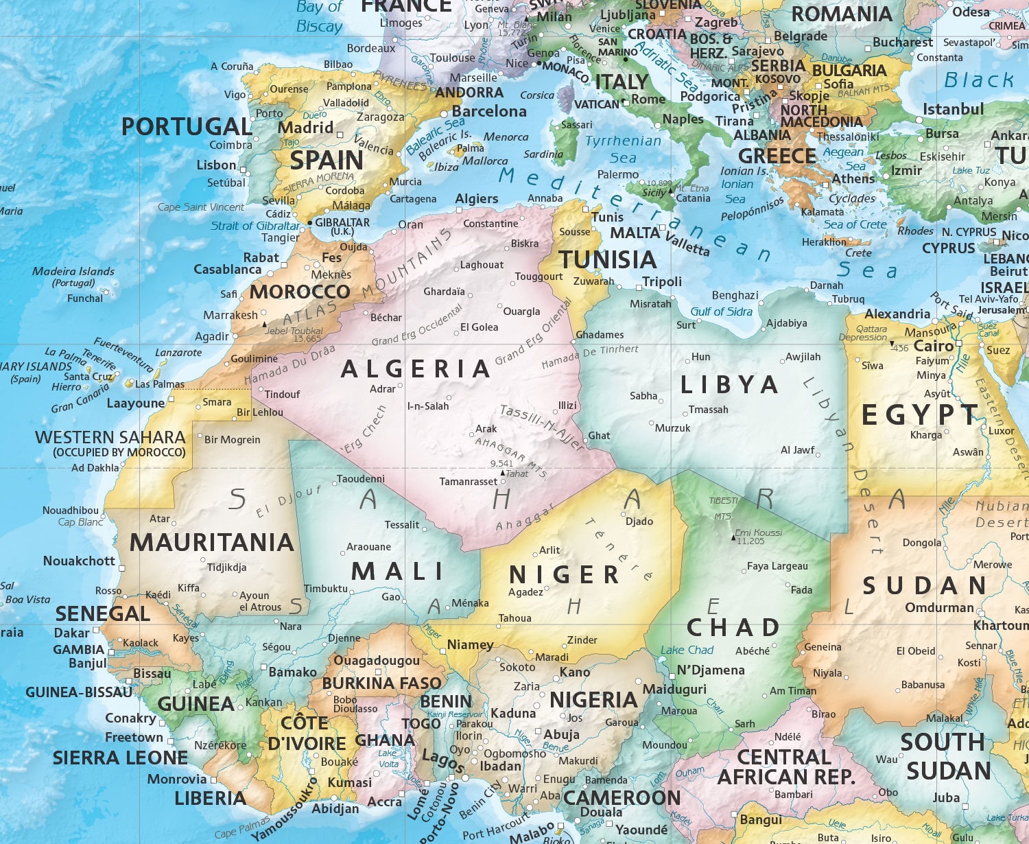 Giant World Map Wall Mural Removable Wallpaper Map of the - Etsy