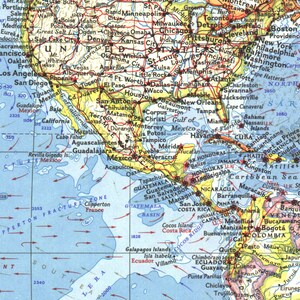 National Geographic Vintage 1960 World Map Fine Art Reproduction Old ...