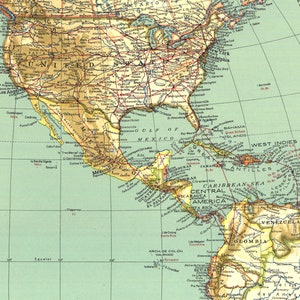 National Geographic Vintage 1935 World Map Hemispheres Fine Art ...