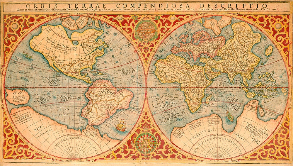 Old World Map 1637 Antique Fine Art Reproduction Print by | Etsy