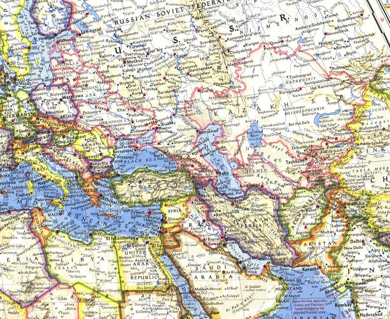 National Geographic Vintage 1965 World Map Fine Art - Etsy