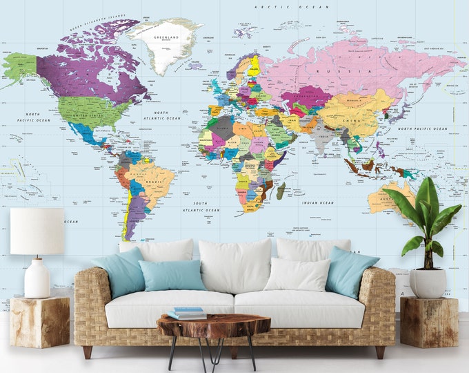 National Geographic Vintage 1960 World Map Fine Art - Etsy