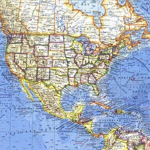 National Geographic Vintage 1965 World Map Fine Art Reproduction Old ...