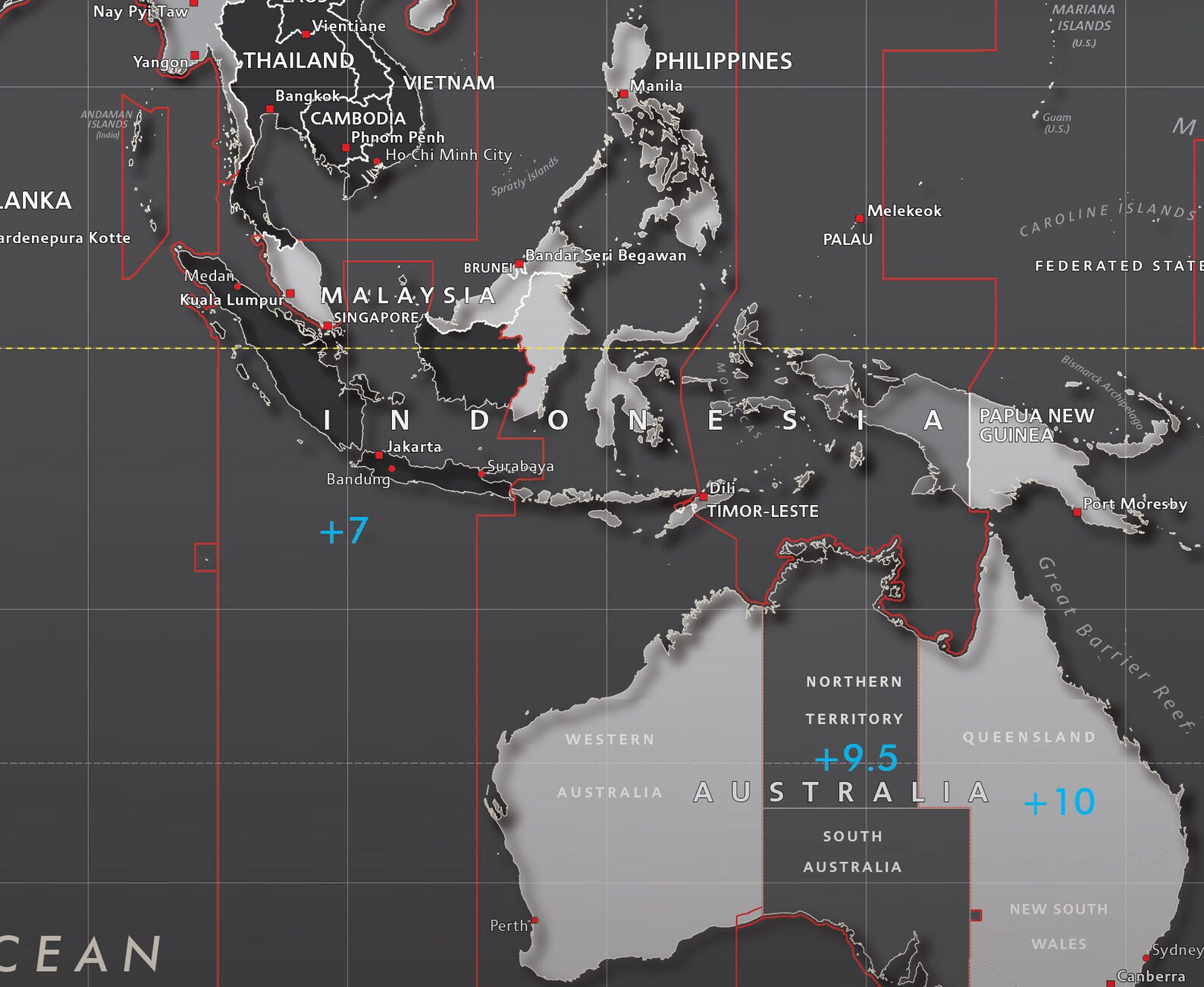 Giant Time Zone World Map Mural - Peel & Stick Removable Educational ...