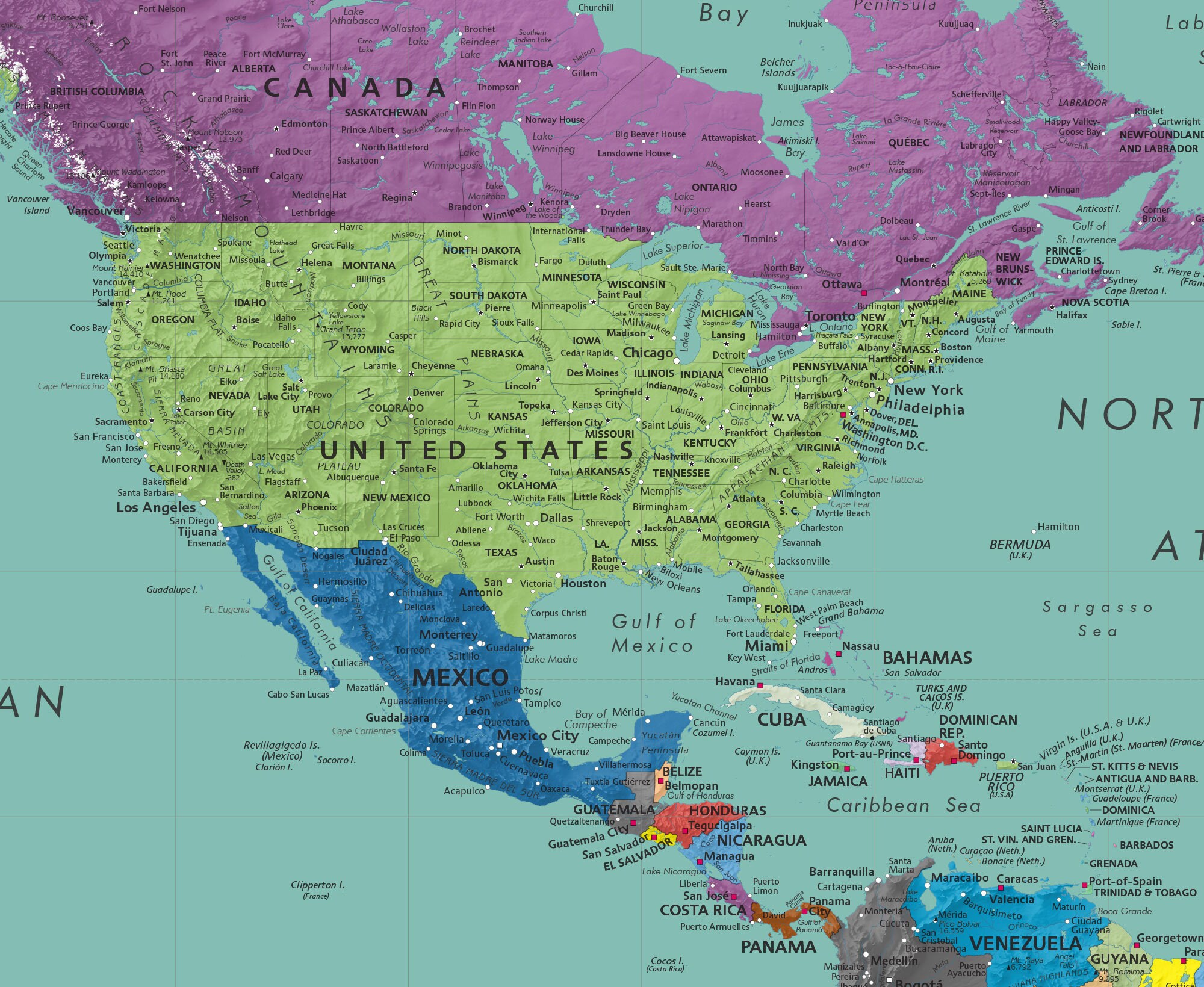 Giant Teal Ocean Colorful World Map Wall Mural Removable - Etsy