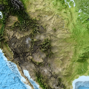 Exaggerated Relief Satellite Image World Wall Map - World Topographic ...