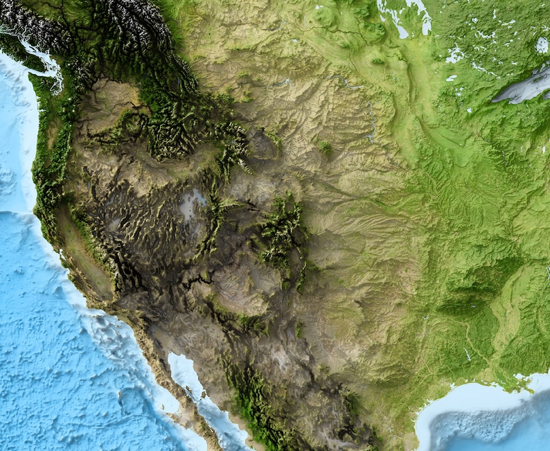 Exaggerated Relief Satellite Image World Wall Map World - Etsy