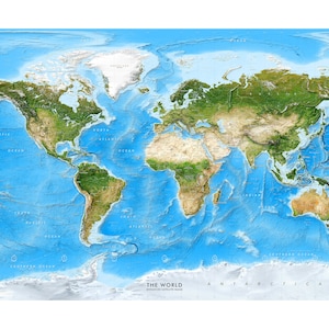 Enhanced World Satellite Image Map Mural - World Map Wallpaper Giant ...