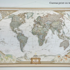 World Map Print: National Geographic Political Style (personalized ...
