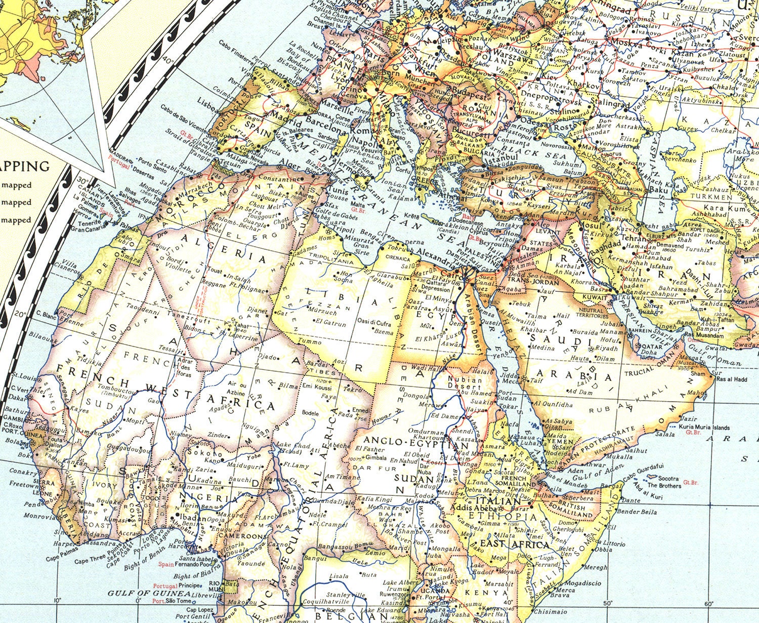 National Geographic Vintage 1941 World Map Hemispheres Fine | Etsy