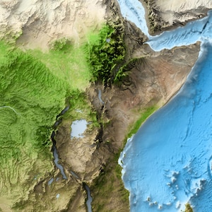 Exaggerated Relief Satellite Image World Wall Map - World Topographic ...