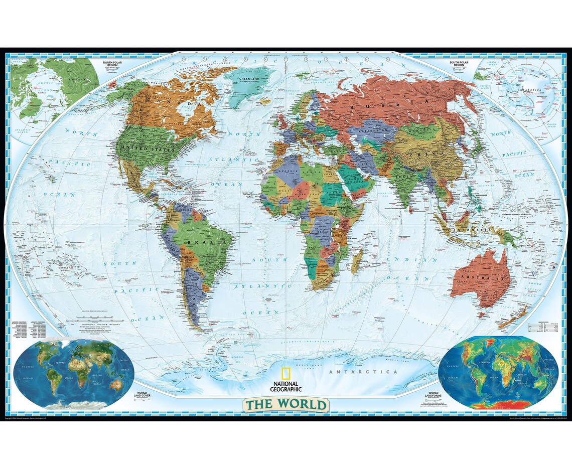 National Geographic World Map Wall Mural Decorator Series - Etsy