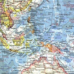 National Geographic Vintage 1960 World Map Fine Art Reproduction Old ...