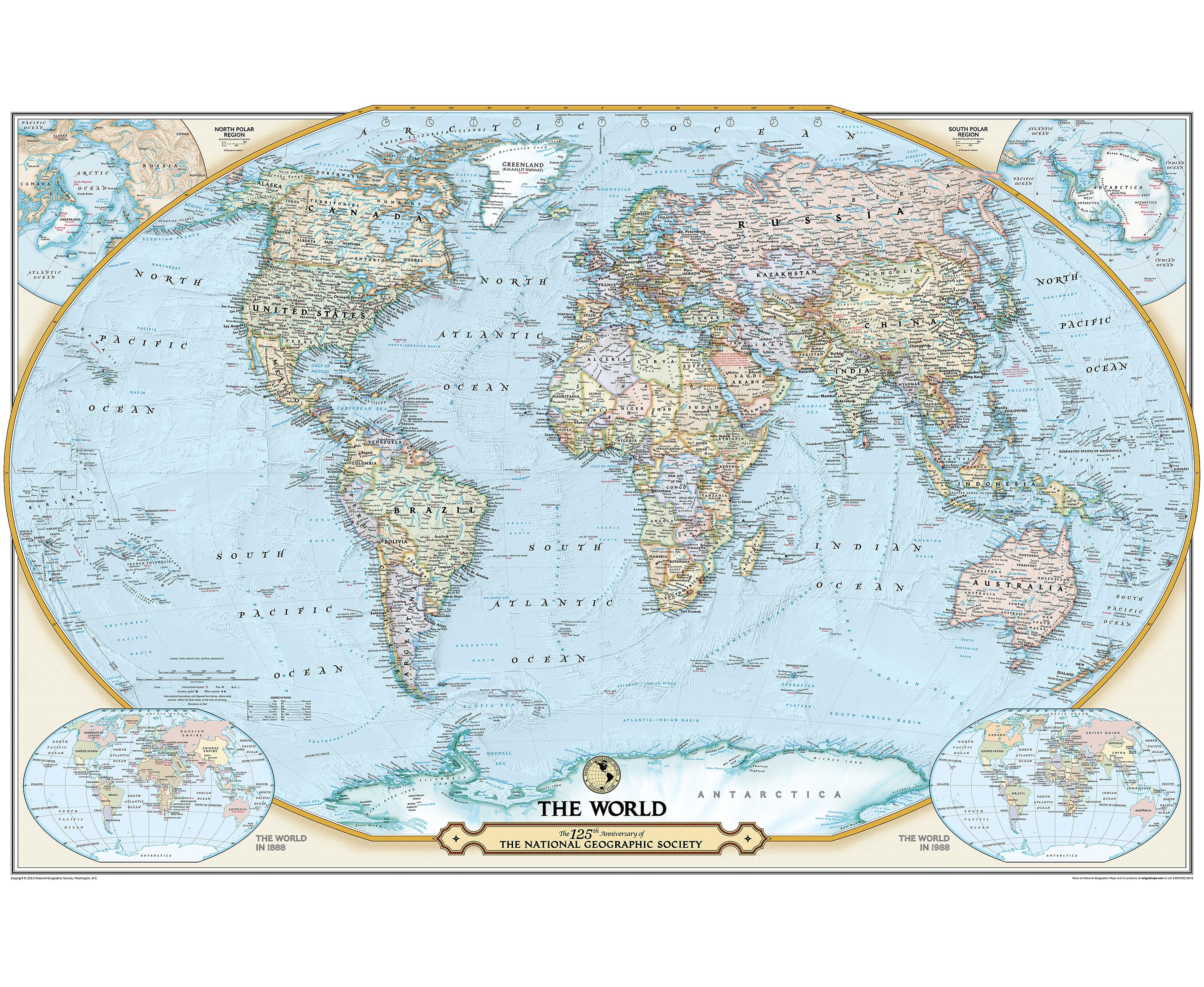 National Geographic 125th Anniversary World Map Wall Mural - Removable ...