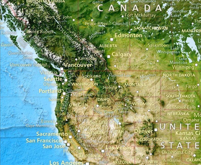 Enhanced World Satellite Image Wall Map Large World Map - Etsy