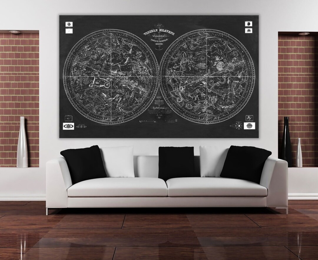 Celestial Spheres "map of the Visible Heavens" - Vintage 1840 ...