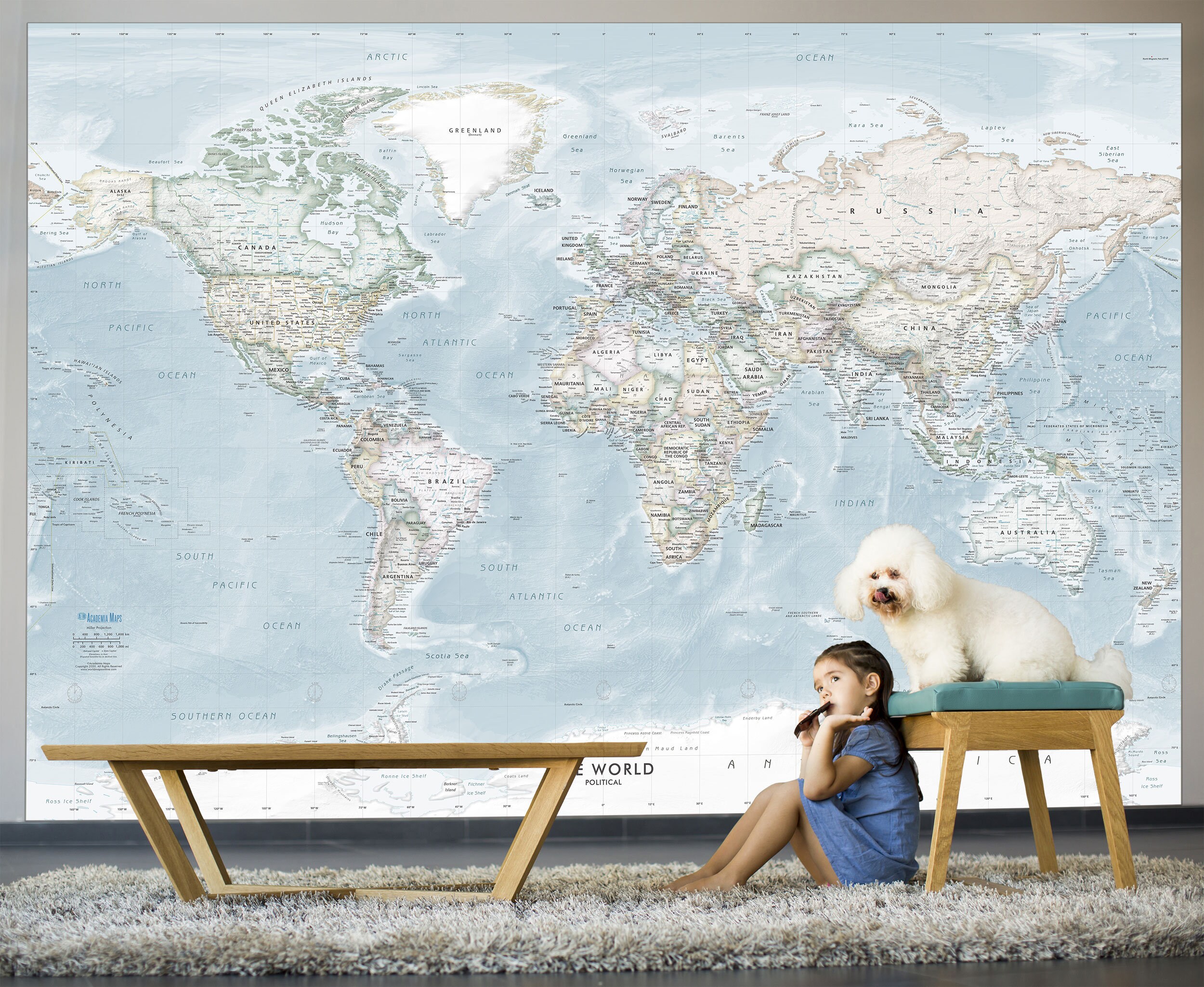 Giant World Map Wall Mural Removable Wallpaper Map of the - Etsy