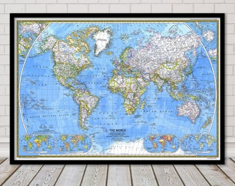 National Geographic Vintage 1975 World Map Fine Art | Etsy