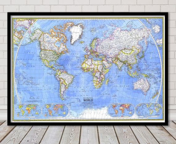 National Geographic Vintage 1975 World Map Fine Art | Etsy