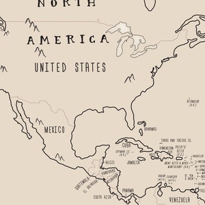 Neutral Soft Tan World Map Mural - Peel & Stick Removable Wallpaper Map ...