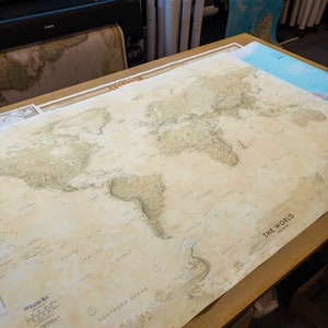 Sepia Tone Giant World Map Wall Mural - Removable Wallpaper Map of the ...