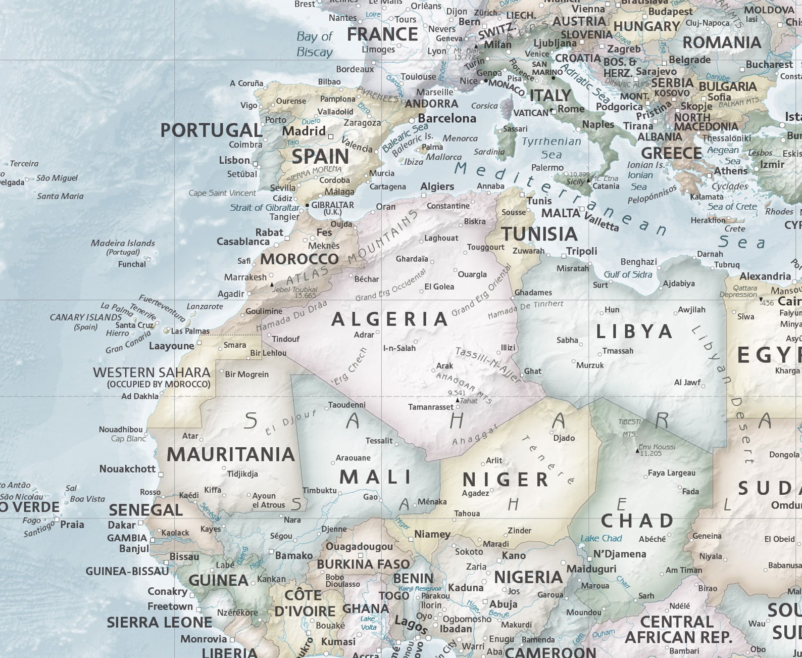 Giant World Map Wall Mural Removable Wallpaper Map of the World Huge ...