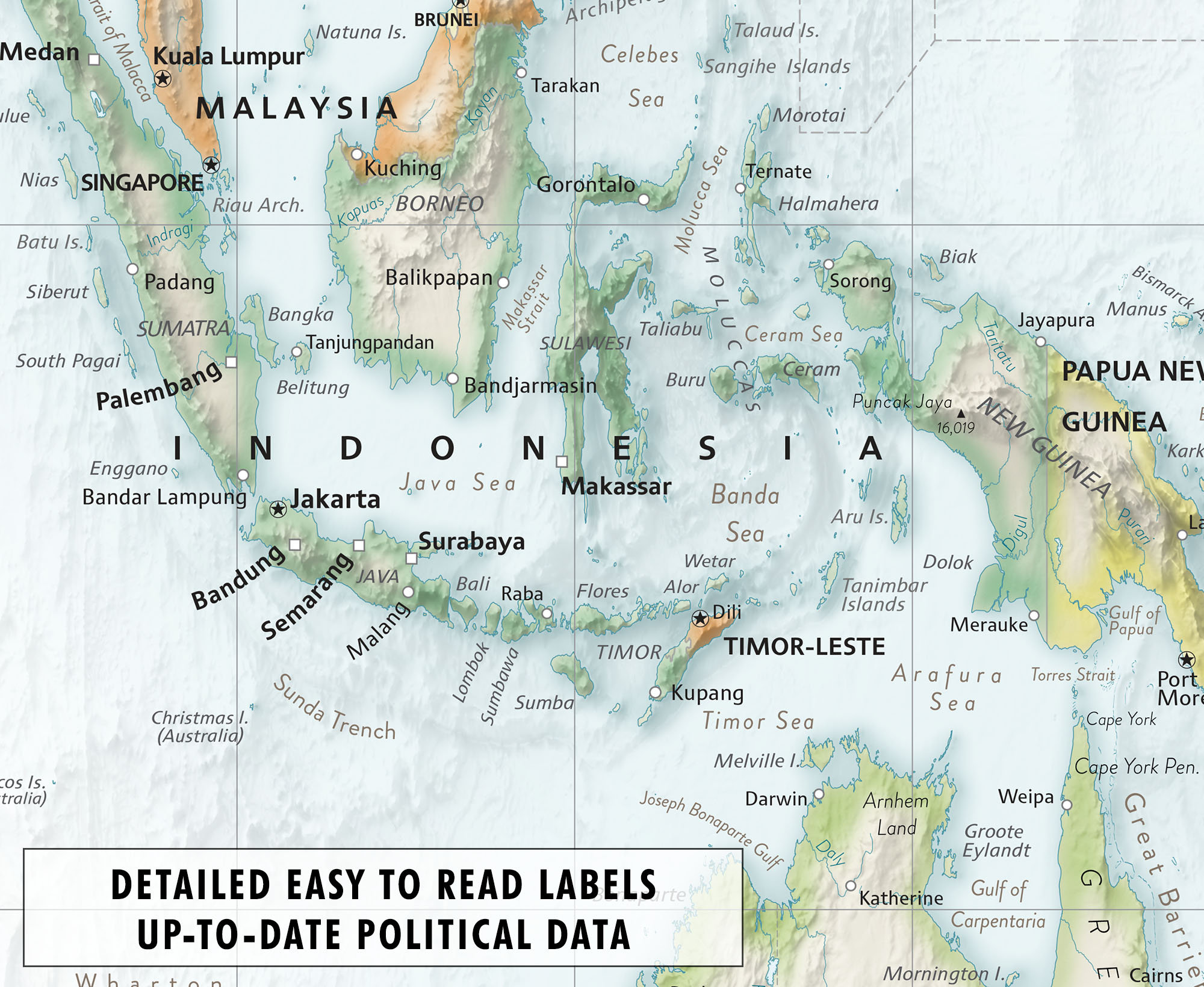 Gall Orthographic Projection World Map Wall Art Print Blue - Etsy