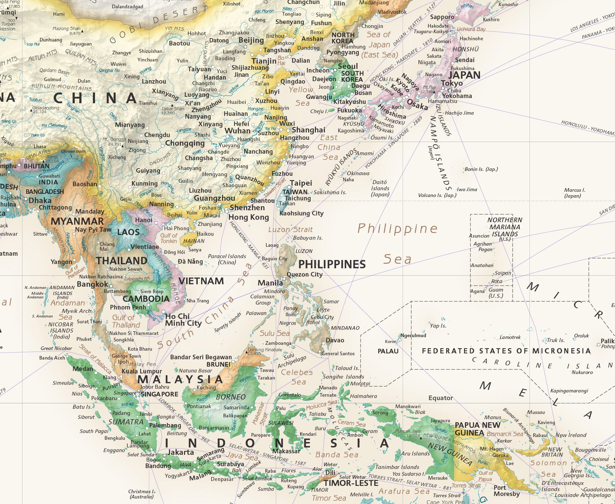 World Ocean & Sea Routes Map Large World Shipping Lanes | Etsy UK