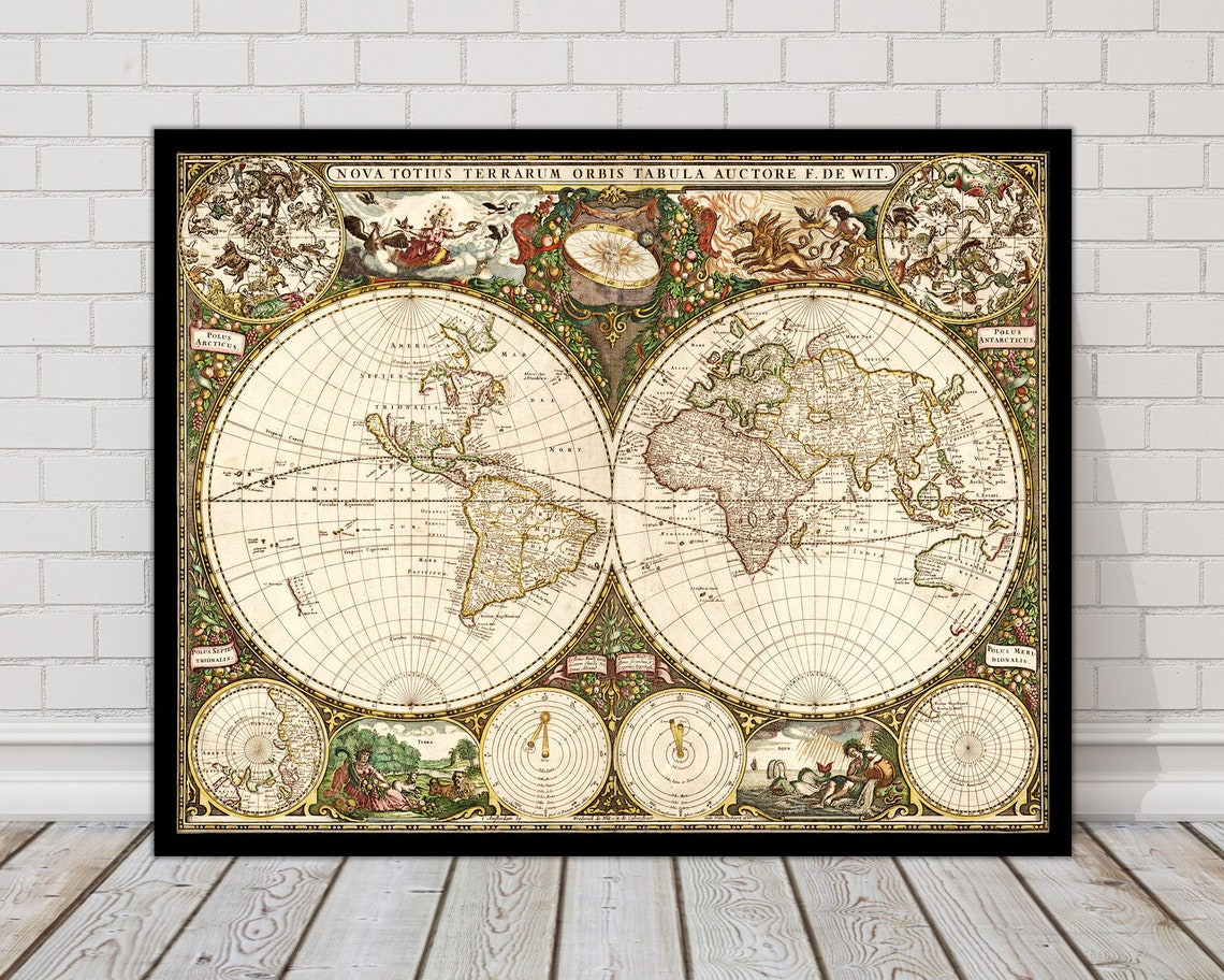 Old World Map 1660 Antique Map Fine Art Reproduction Print | Etsy