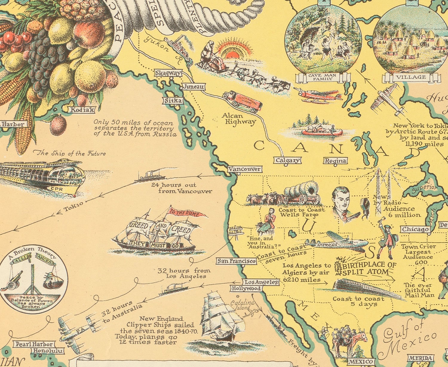 Vintage 1944 World Map History of Transportation & | Etsy