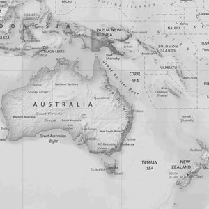 Grayscale World Political Wall Map - | Large World Wall Map Poster ...