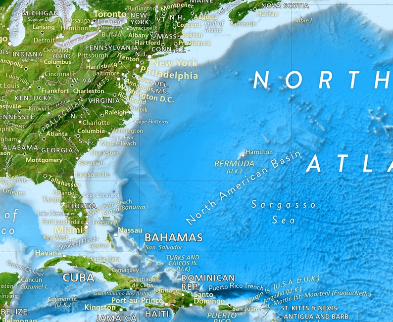 Enhanced World Satellite Image Wall Map Large World Map | Etsy