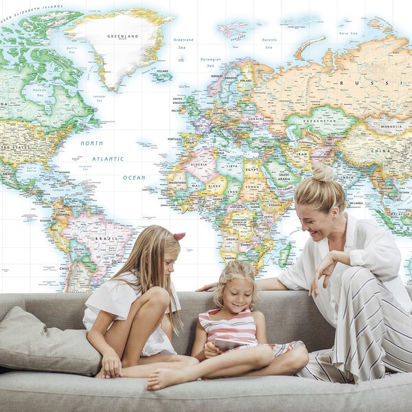 World Map Wall Decal - Etsy