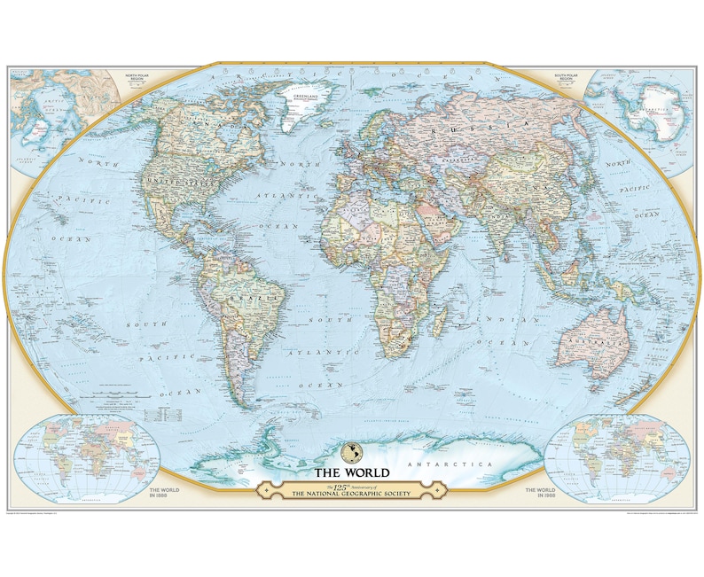 National Geographic World Political Map 125th Anniversary | Etsy