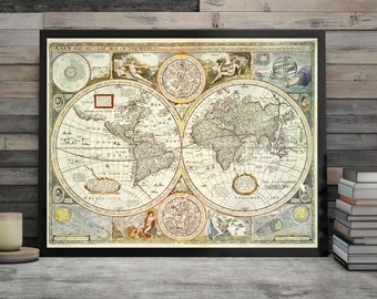Old World Map 1641 Antique Fine Art Reproduction Print by | Etsy
