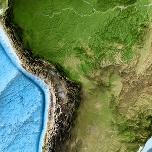 Exaggerated Relief Satellite Image World Wall Map - World Topographic ...