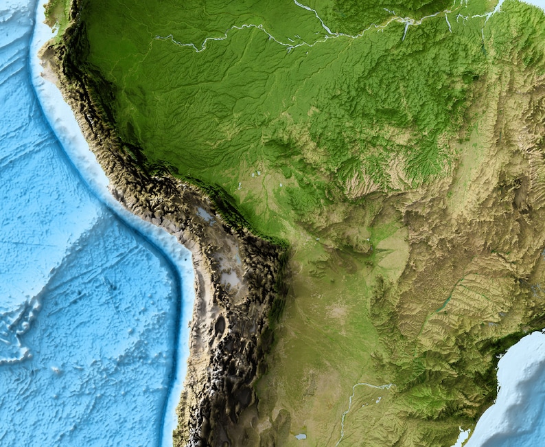 Exaggerated Relief Satellite Image World Wall Map World - Etsy