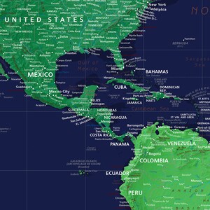 World Political Map Wall Mural Large World Map Wallpaper With Dark ...