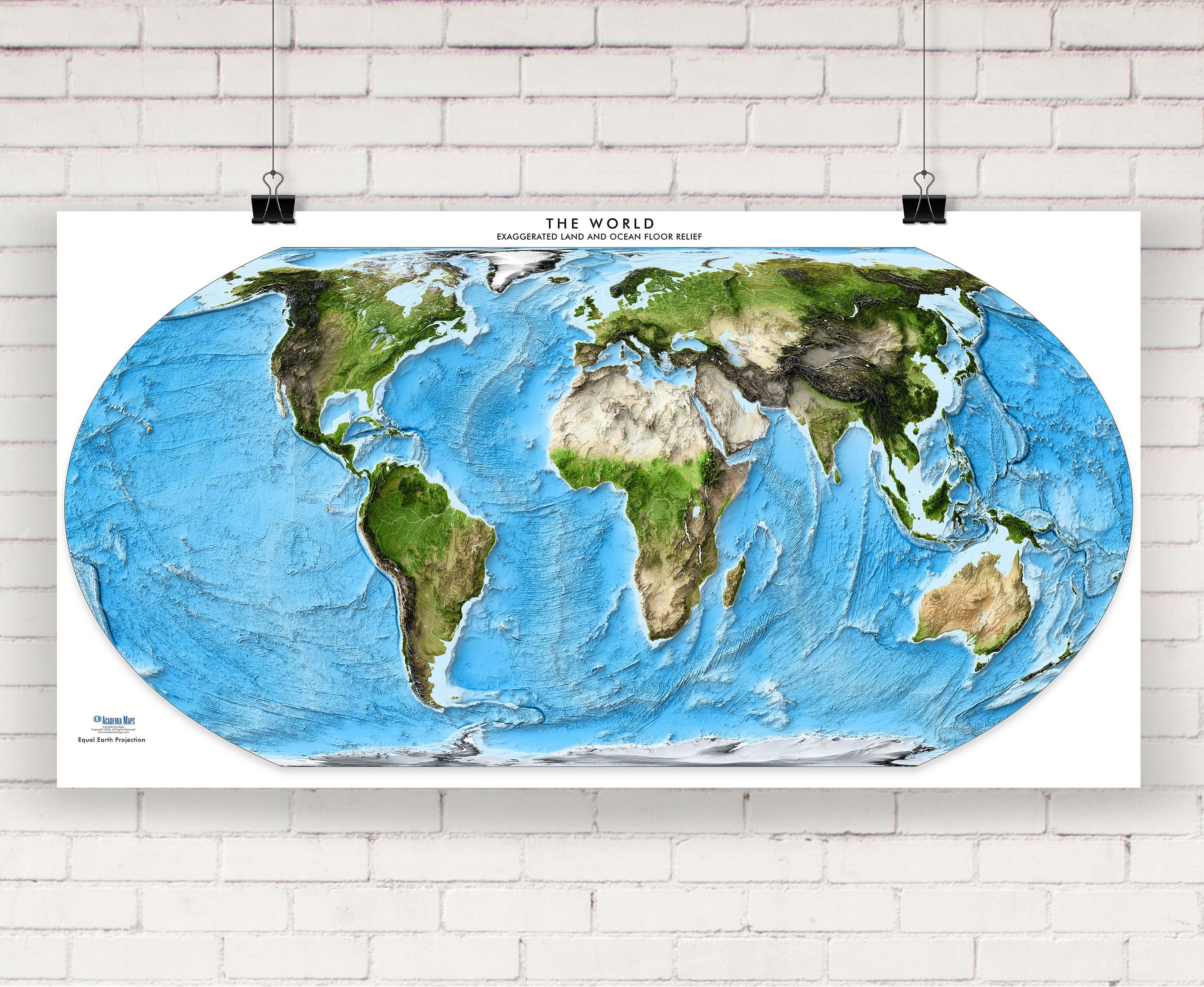 Topographic World Map: Equal Earth Projection Satellite Image ...