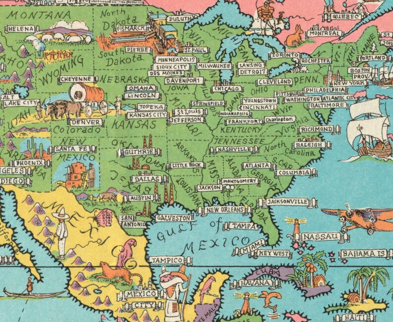 Vintage Map Wall Mural 1931 Illustrated World Map Wallpaper - Etsy