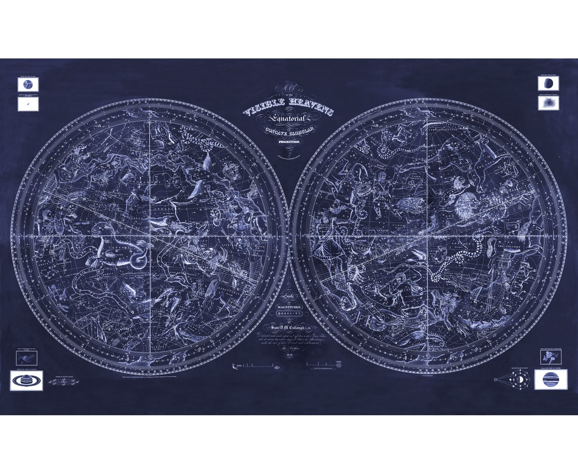 Celestial Spheres map of the Visible Heavens | Etsy