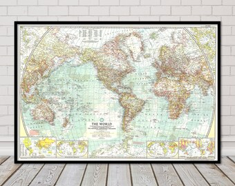 1950s World Map - Etsy Canada