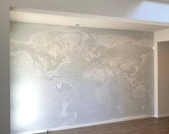 Removable Wallpaper World Map Mural Giant Map Wall Decal | Etsy