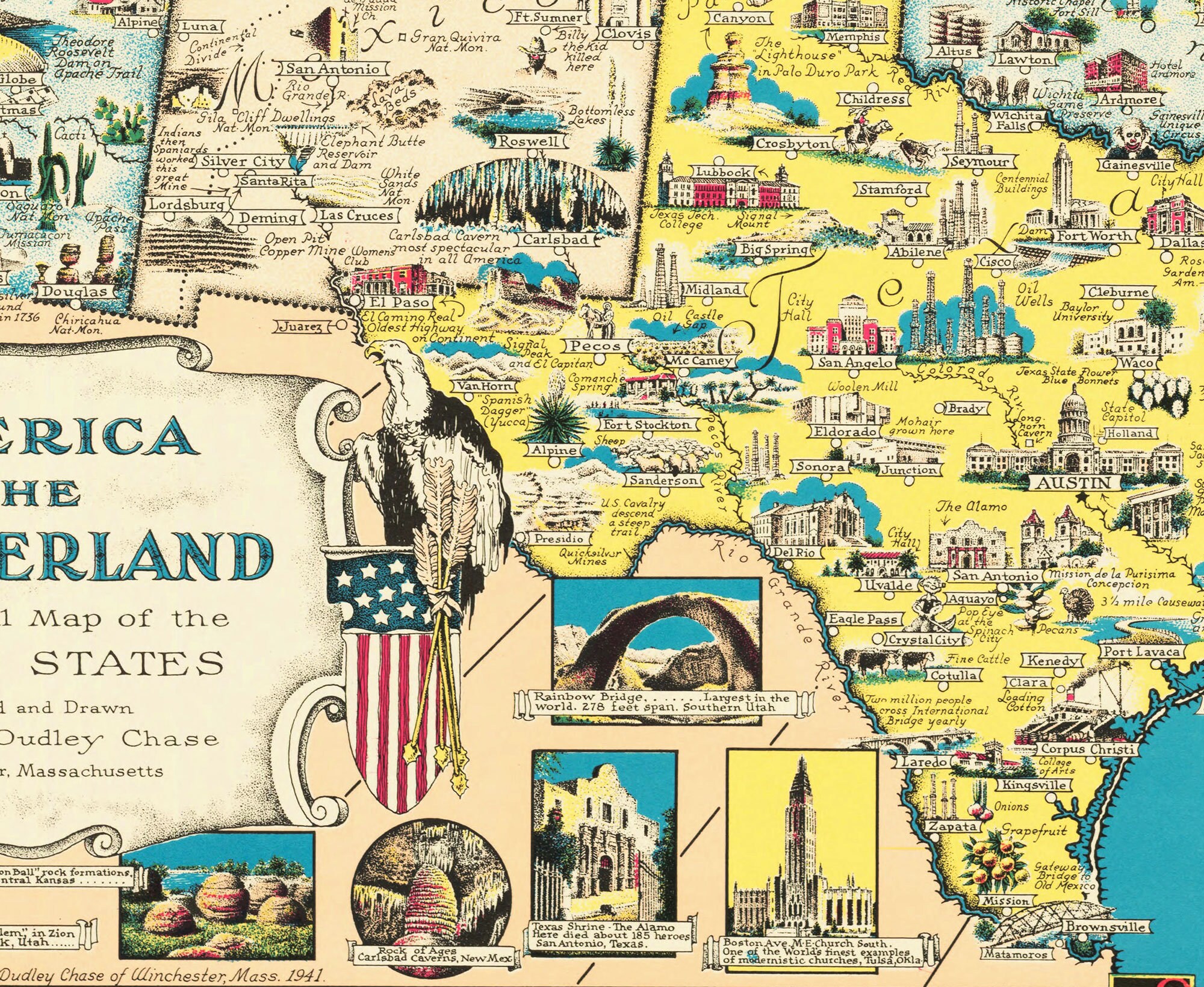 Vintage USA Map Wall Mural 1941 Colorful Illustrated United | Etsy