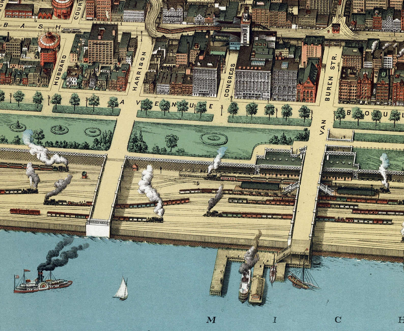 Chicago Vintage 1898 Panoramic View Old Map of Chicago | Etsy