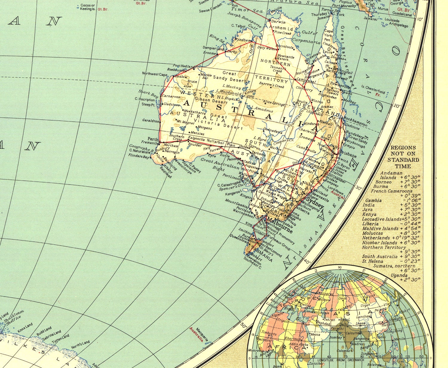 National Geographic Vintage 1935 World Map Hemispheres Fine | Etsy