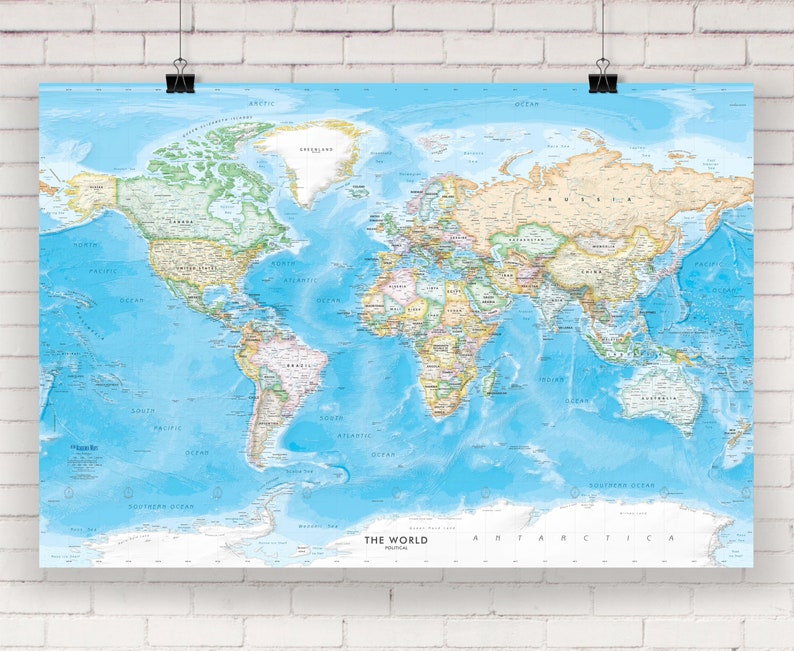 Giant Colorful World Map World Map Canvas Art Print | Large World Wall ...