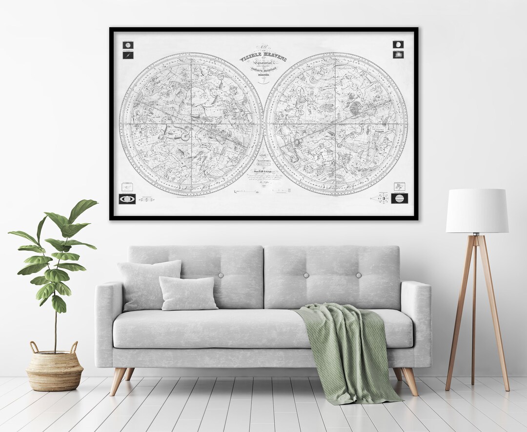 Celestial Spheres "map of the Visible Heavens" - Vintage 1840 ...