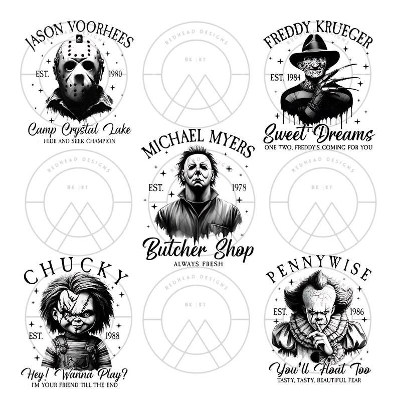 Halloween Horror Characters Png, Horror Killers Png, Halloween Png, Retro Halloween Png, Scary ...